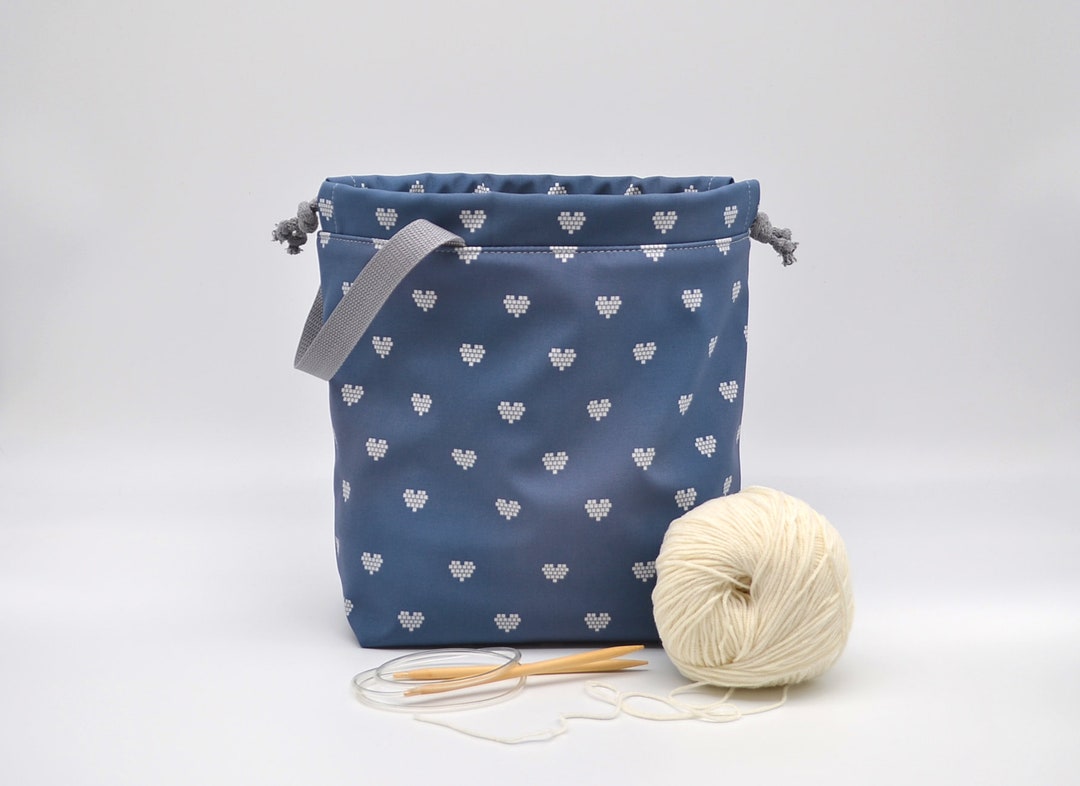 Knitting Project Bag Drawstring Fully Lined Interior Pockets - Etsy New ...