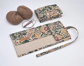 Green Interchangeable Knitting Needle Organizer With Zipper Pocket ...