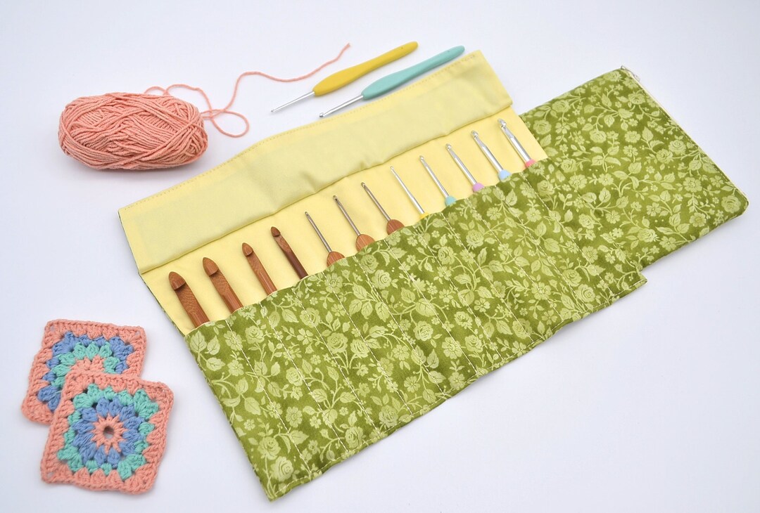Green Crochet Hook Case Roll up Gift for Crochet Lover - Etsy