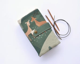 Green Interchangeable Knitting Needle Organizer With Zipper Pocket ...