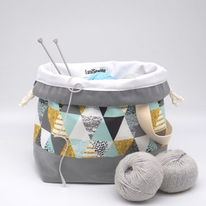 Velvet Bag for Knitting Project Storage Bag Crochet Drawstring Bag Sock Sack Knitters Gift Bag ...