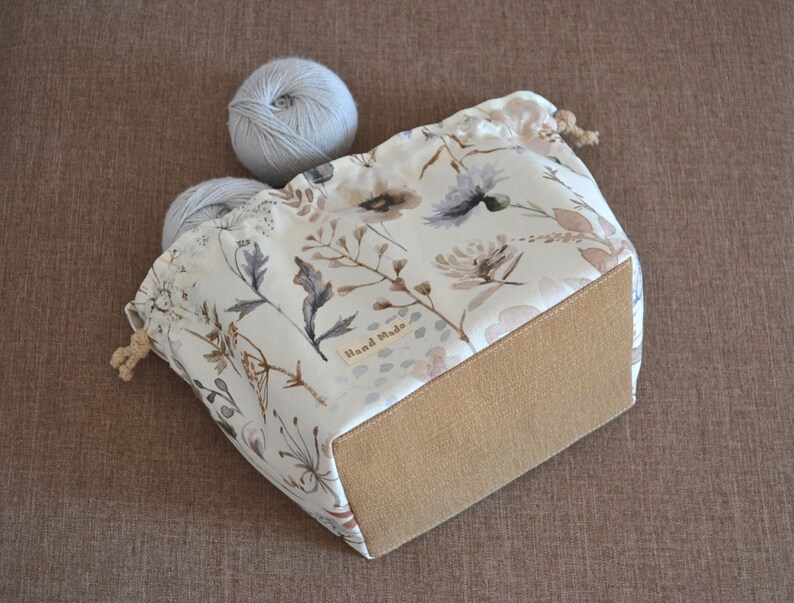 Two at a Time Bag Knitting Bag With Pocket Divider Watercolor | Etsy