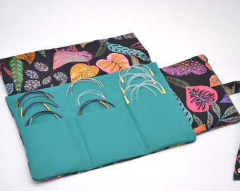 Green Interchangeable Knitting Needle Organizer With Zipper Pocket ...