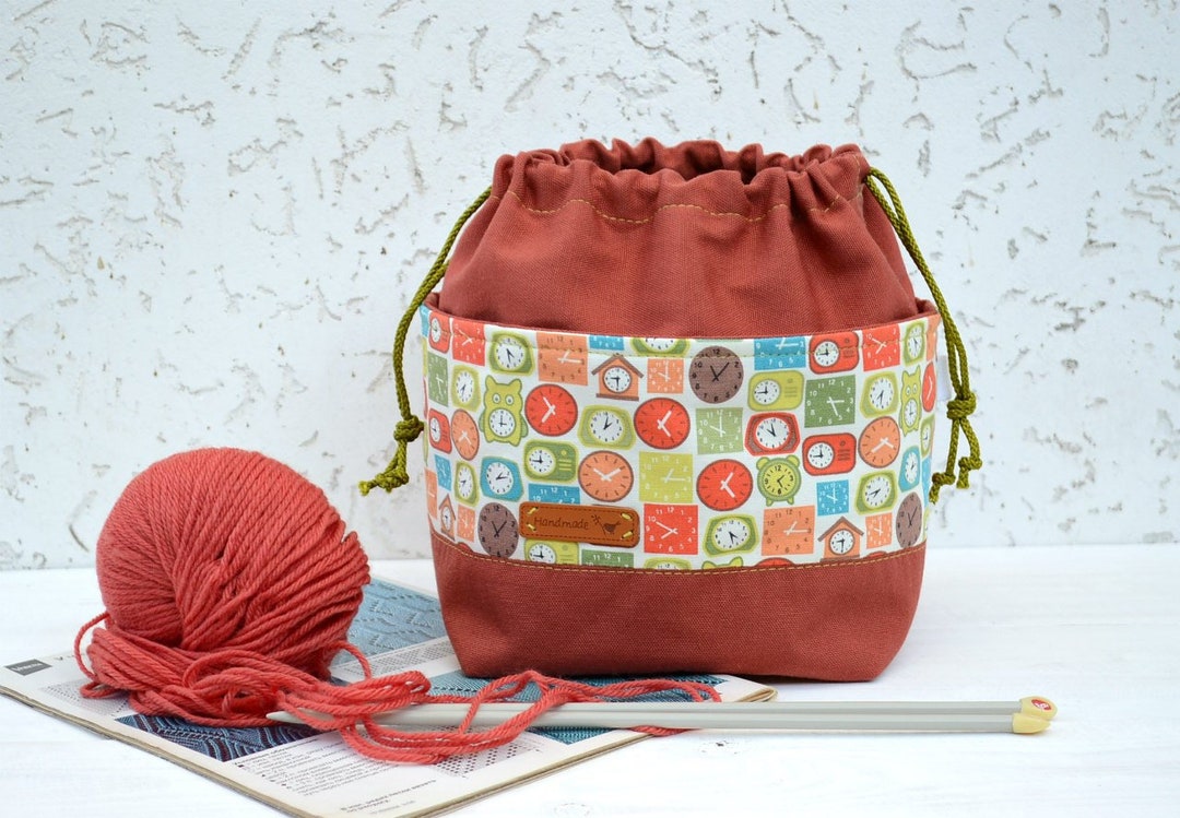 Yarn Storage Bag Project Bucket Bag Crochet and Knitting Drawstring Bag ...