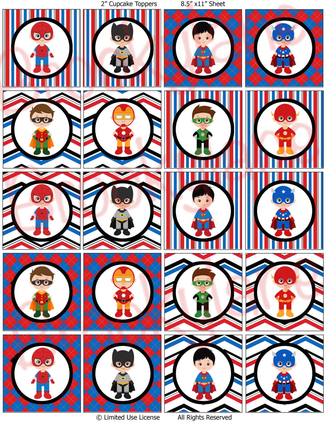 Superhero Birthday 2 Cupcake Toppers and Wrappers, Superhero Birthday ...