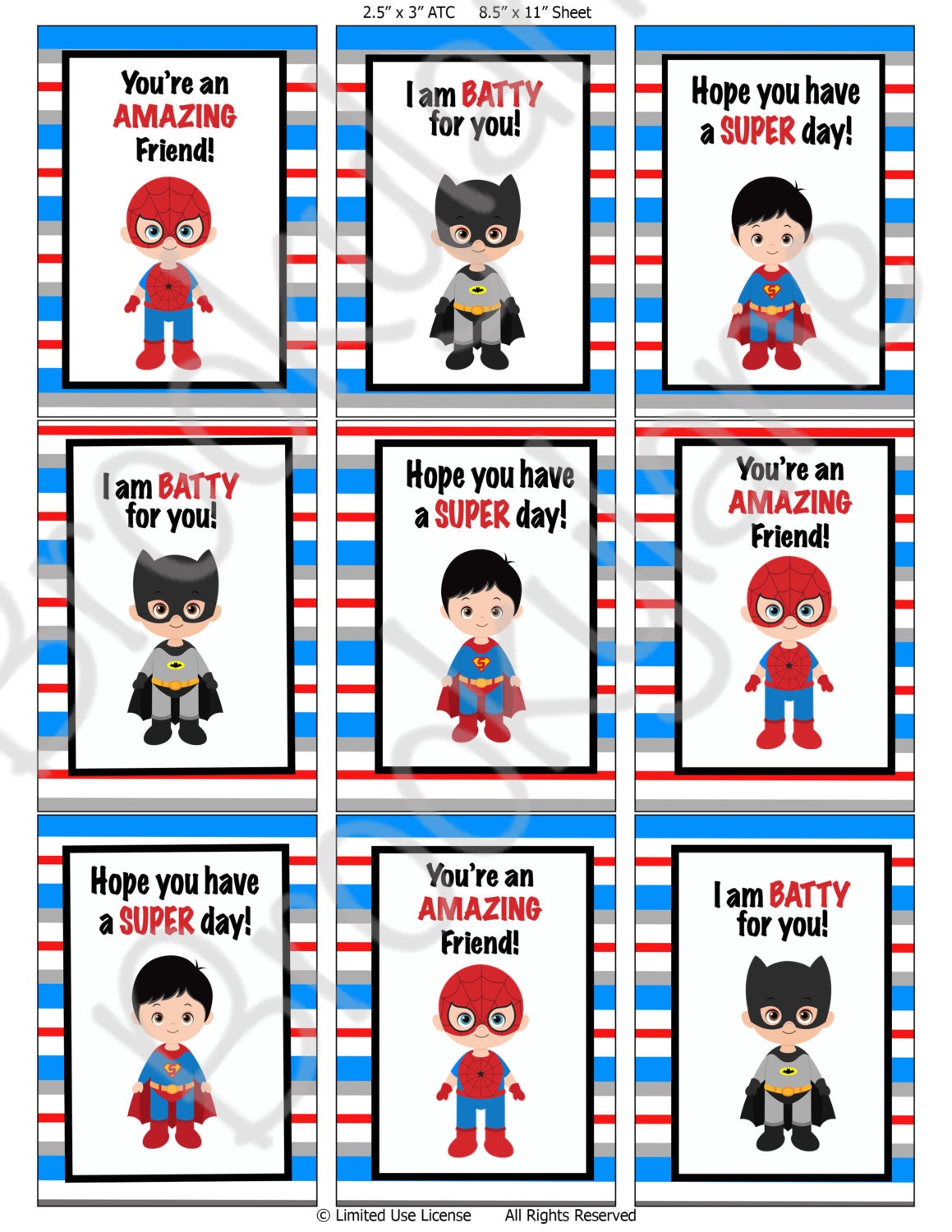 Superhero Valentine's Day Cards, Valentine's Day Cards, Instant ...