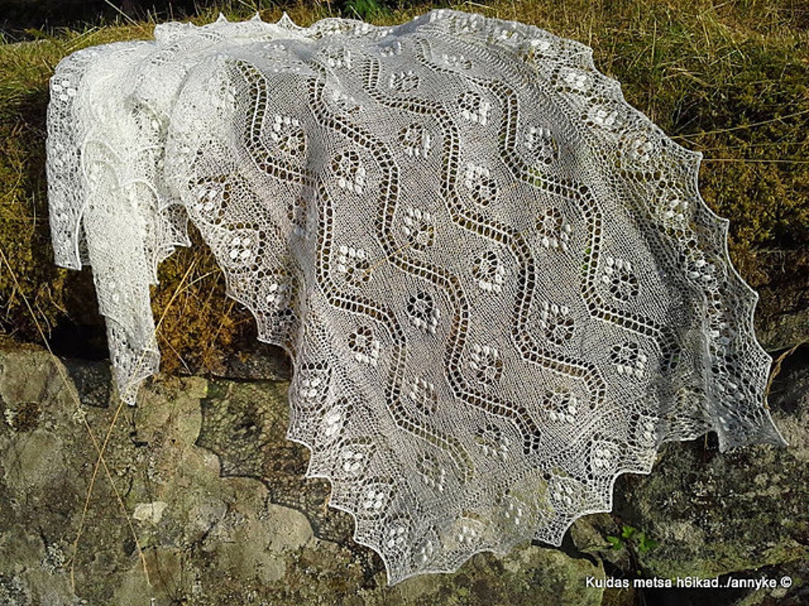 Knitting Pattern for Haapsalu Shawl "the Lizard's Path" . Delicate ...