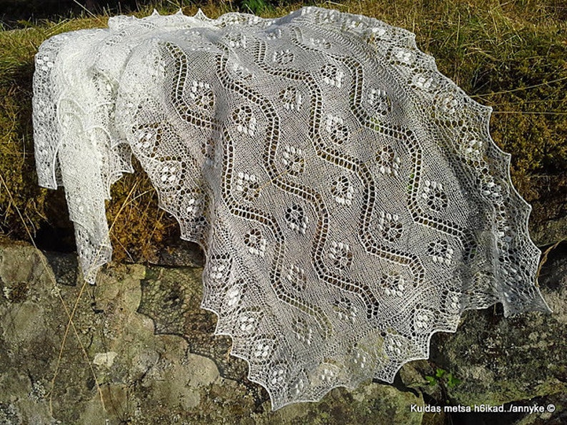 Knitting Pattern for Haapsalu Shawl "the Lizard's Path" . Delicate ...