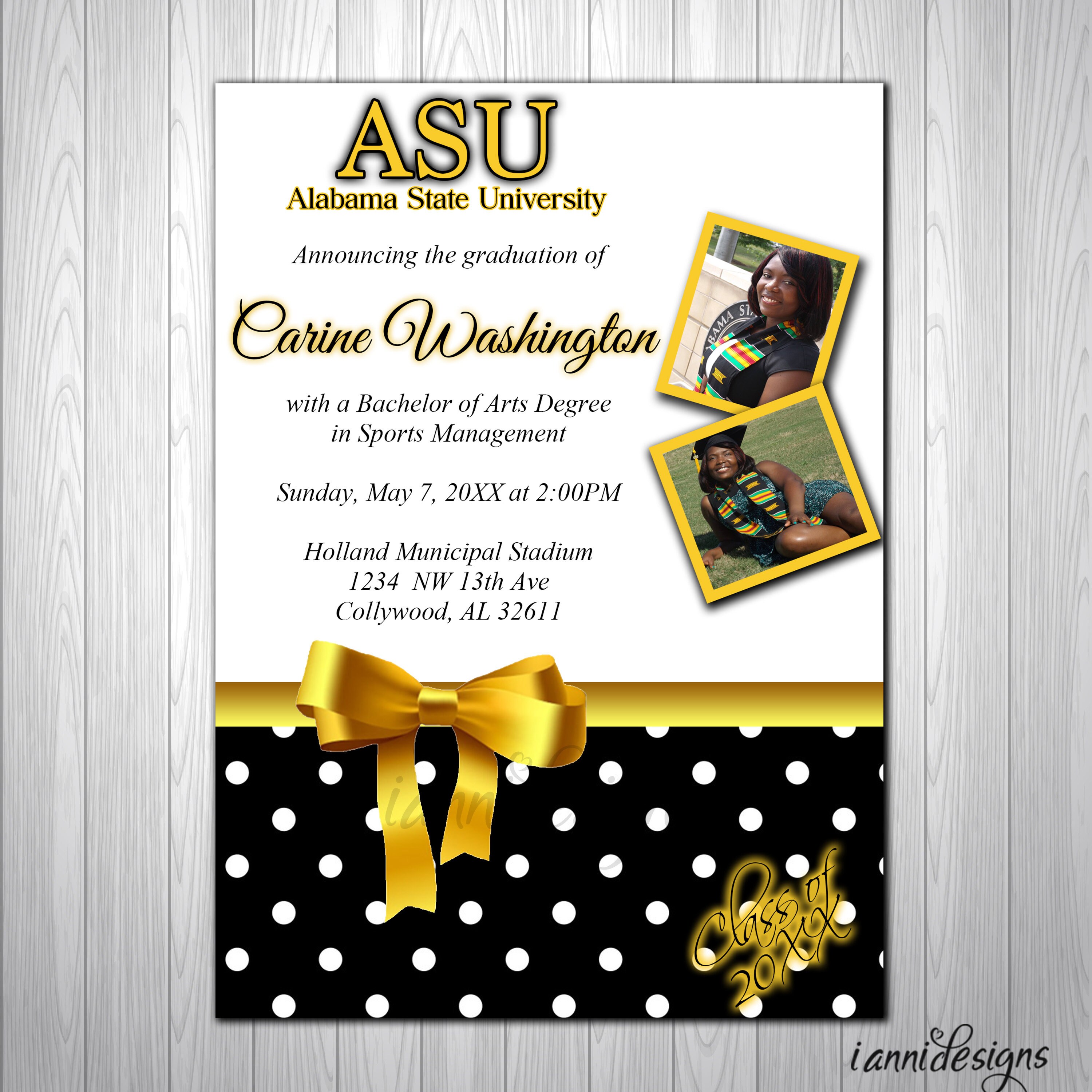 Alabama State University ASU Graduation Invitation | Etsy