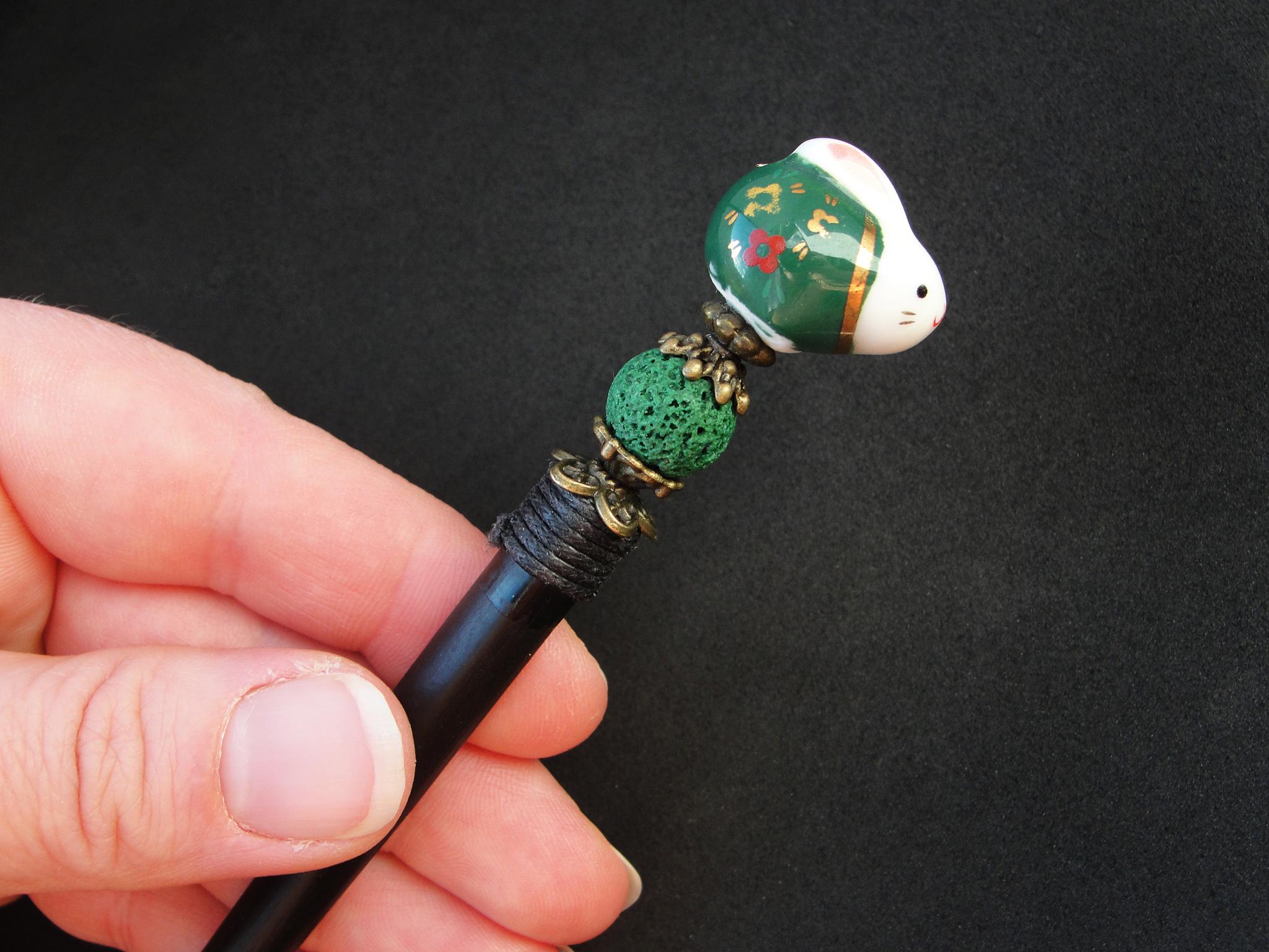 Green Rabbit Hair Stick, Custom Pin Length - Etsy