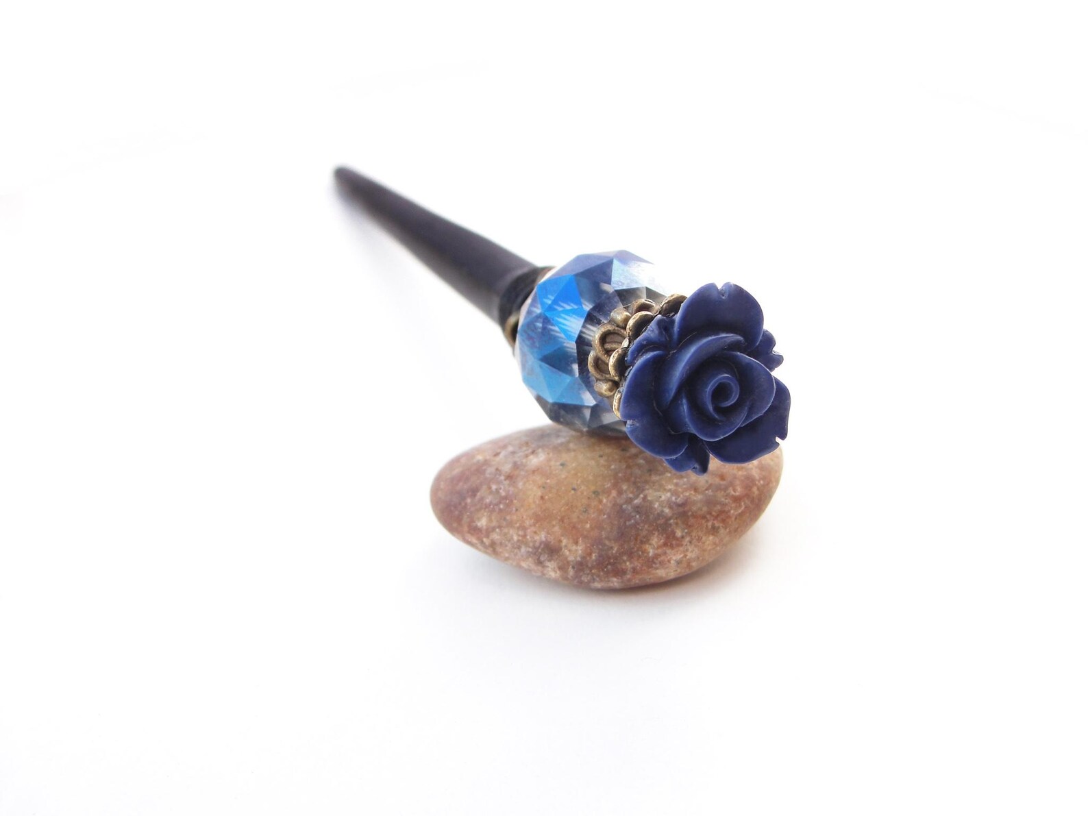 Navy Blue Rose Hair Stick - Etsy