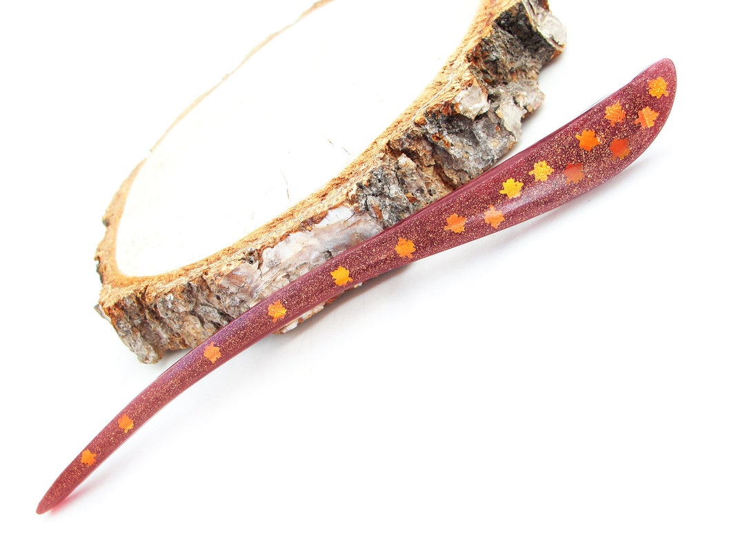Epoxy Resin Hairpin, Handmade Chopstick, Autumn Maple Leaf, 7 Long - Etsy