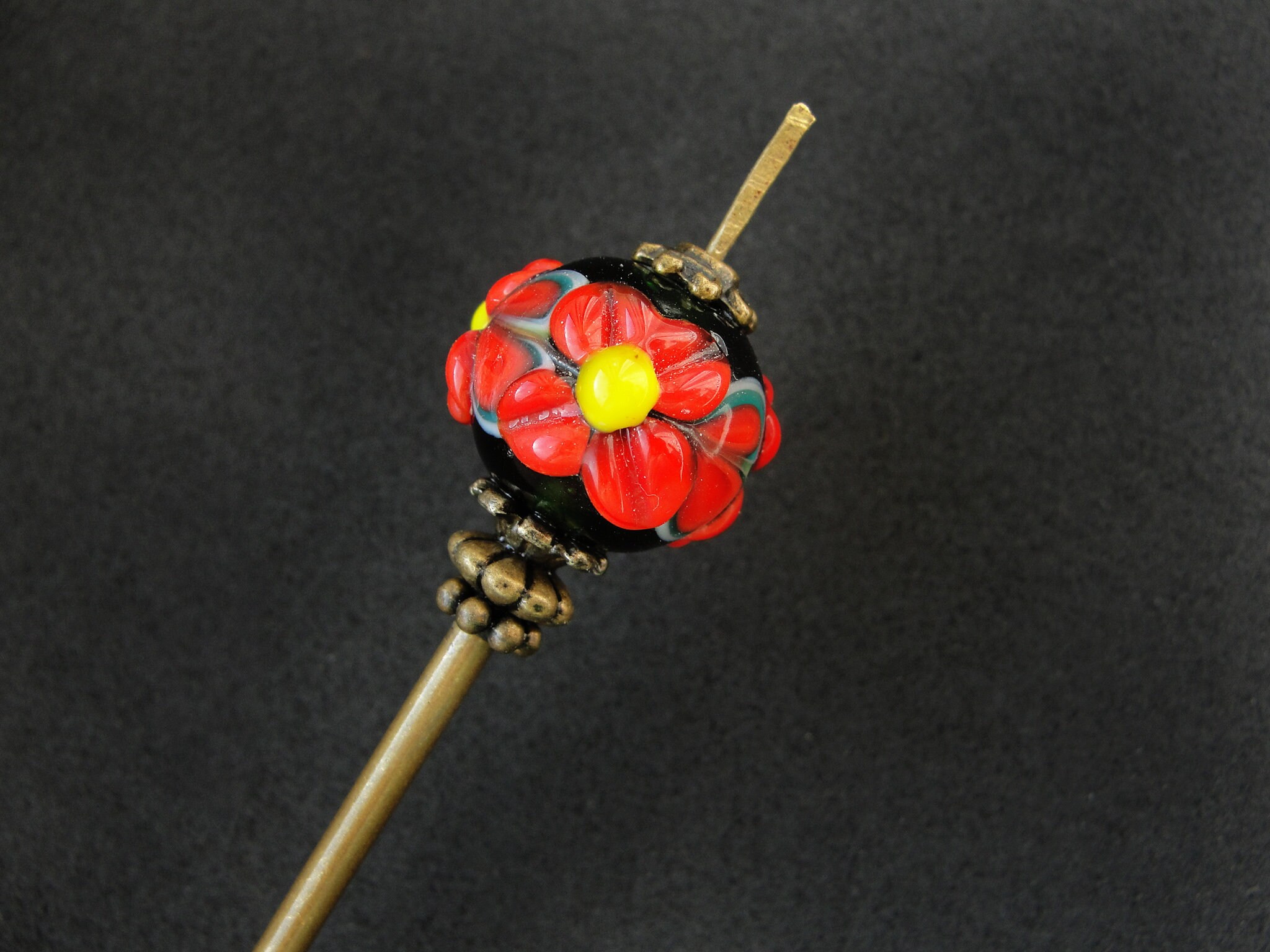Red Flowers Tama Kanzashi Hairpin Asian Pick Japanese Hair - Etsy