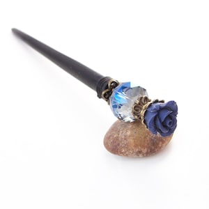Navy Blue Rose Hair Stick - Etsy