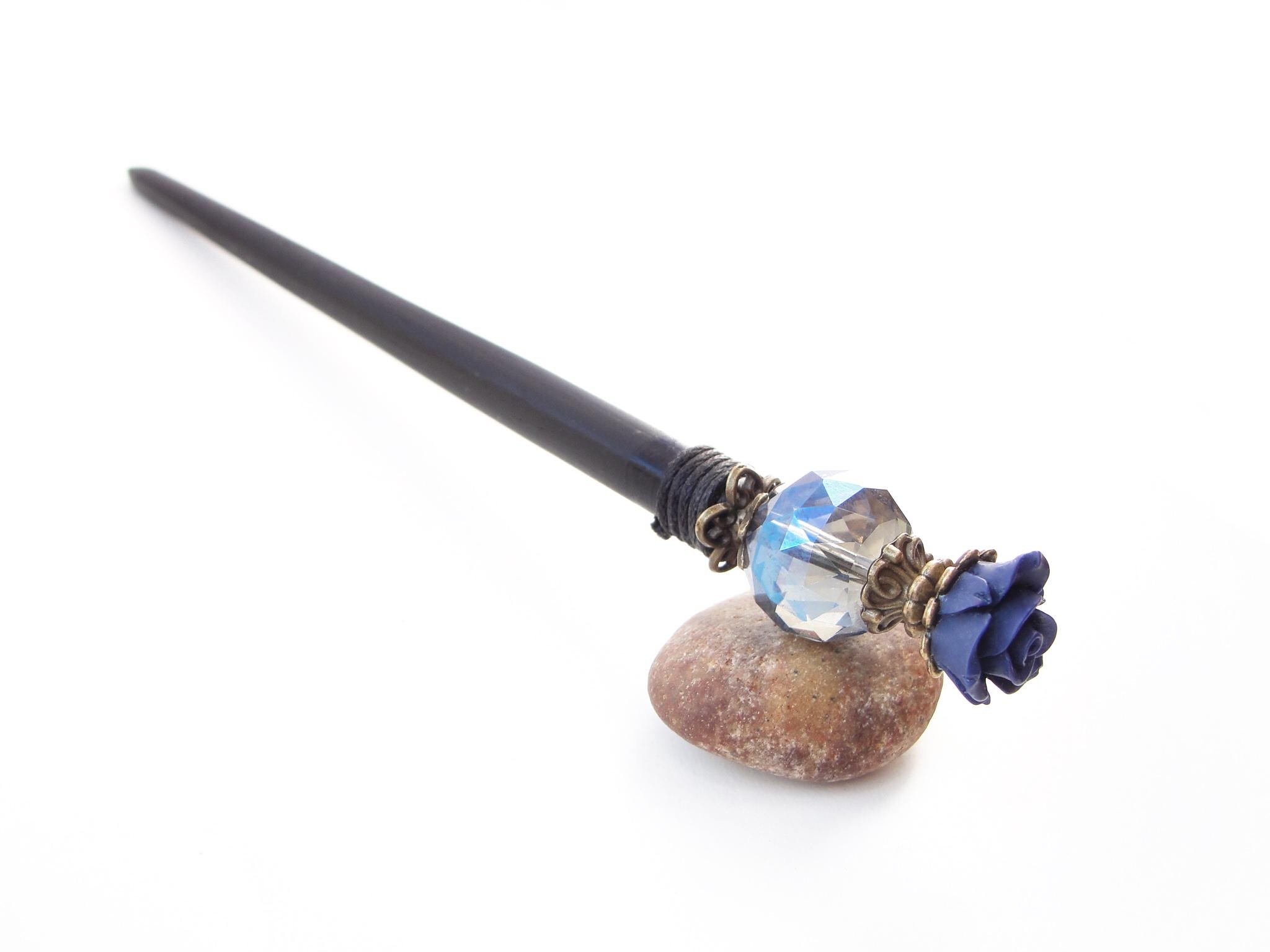 Navy Blue Rose Hair Stick - Etsy