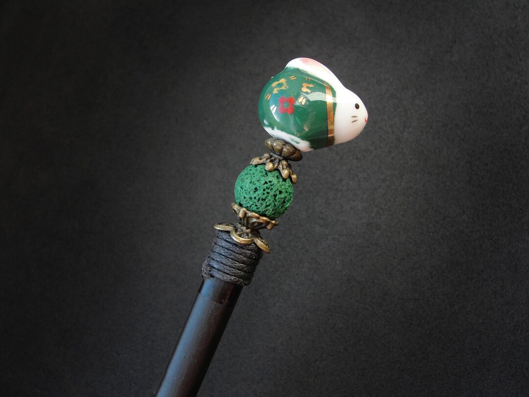 Green Rabbit Hair Stick, Custom Pin Length - Etsy