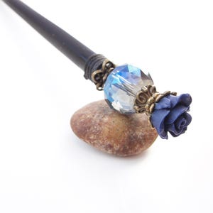 Navy Blue Rose Hair Stick - Etsy