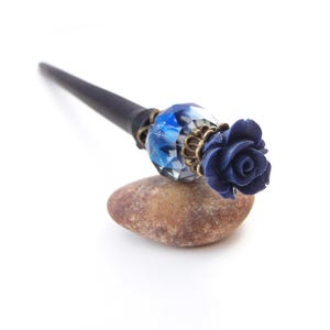Navy Blue Rose Hair Stick - Etsy