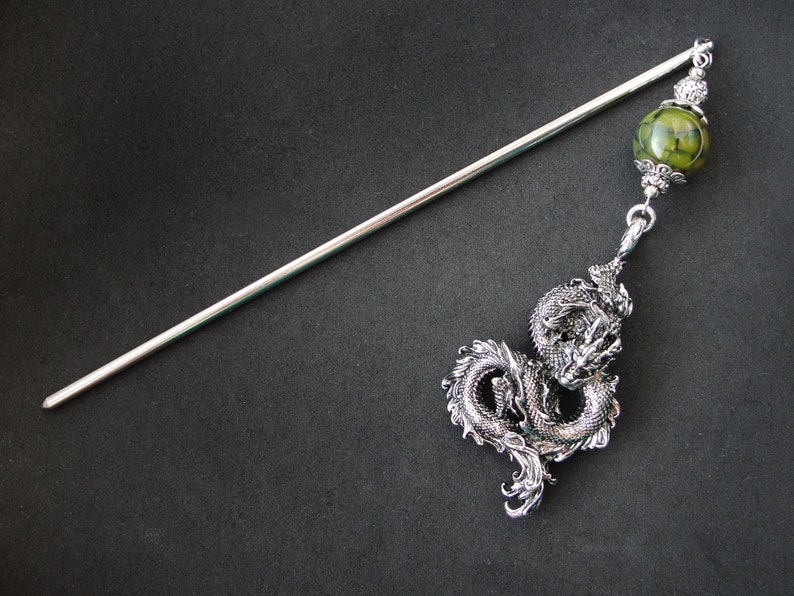 Chinese Dragon Hair Stick Asian Mythology Beast Vein Agate - Etsy