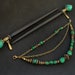 Set of 2 Japanese Wooden Hair Sticks With Malachite, Removable Chain - Etsy