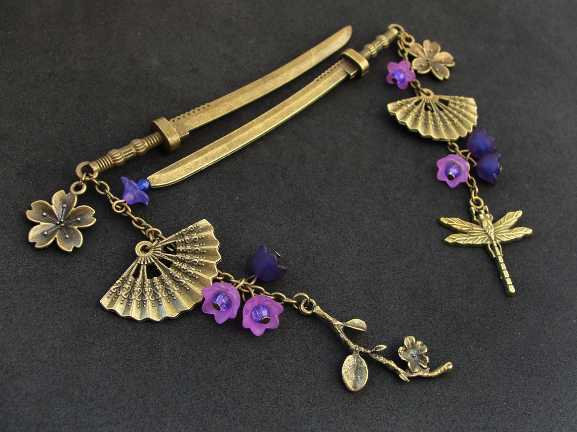 Single or Set Japanese Hair Sticks Frosted Shades of Purple - Etsy