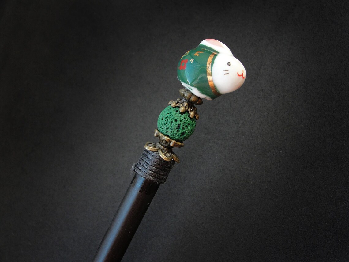 Green Rabbit Hair Stick, Custom Pin Length - Etsy