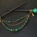 Set of 2 Japanese Wooden Hair Sticks With Malachite, Removable Chain - Etsy