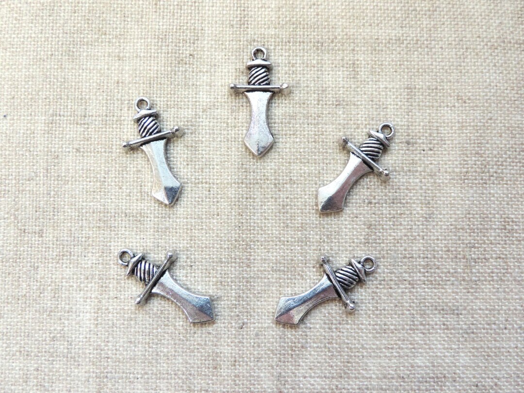 Dagger Charms X 5. Knights Sword Charms. Tibetan Silver Tone. UK Seller ...
