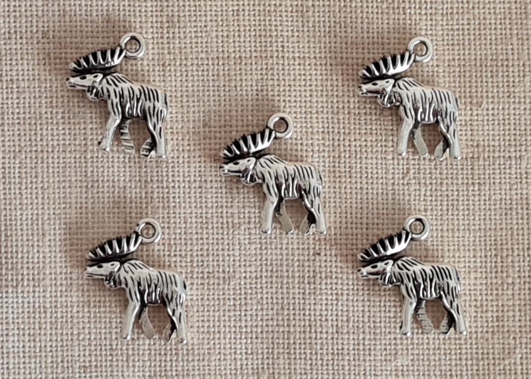 Elk Charms X 5. Moose Charms. Animal Charms. Antique Silver - Etsy