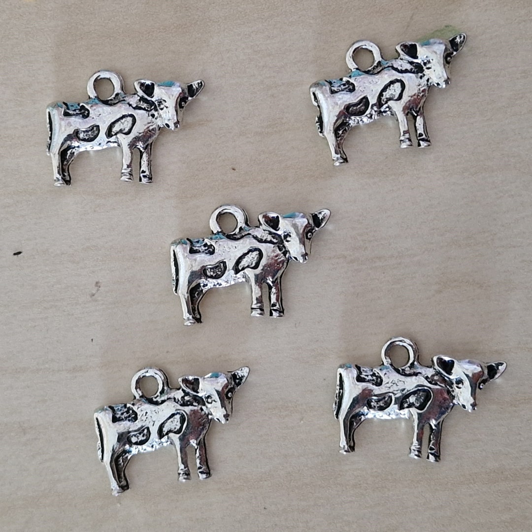 Cow Charms X 5. Bright Silver Tone. UK Seller - Etsy