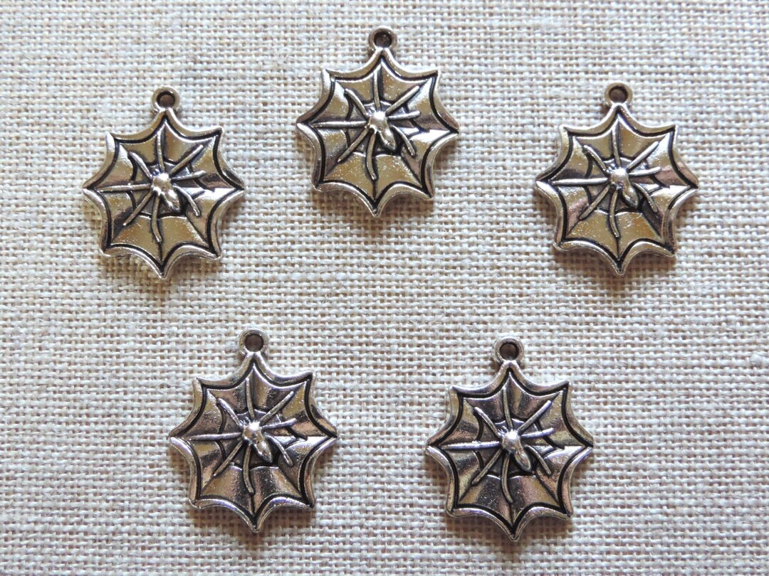 Spider Web Charms X 5. Antique Silver Tone. UK Seller. Black - Etsy