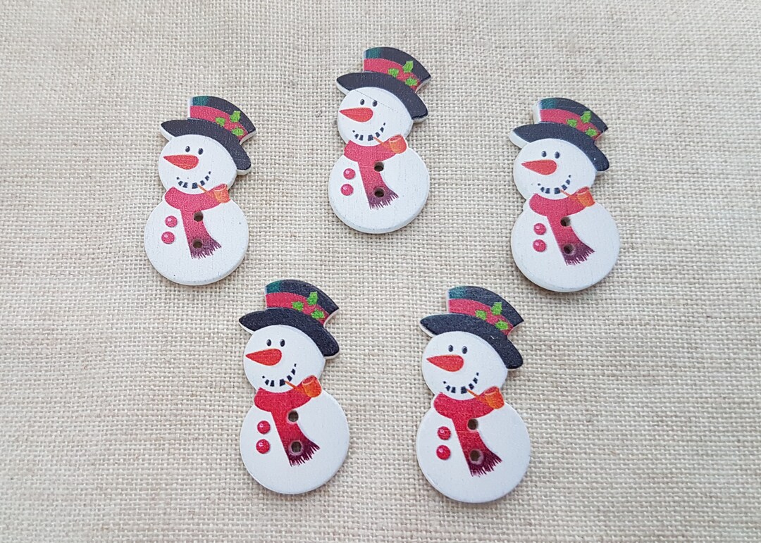 Snowman Buttons X 5. Christmas Buttons. Xmas Buttons. Yule Buttons ...