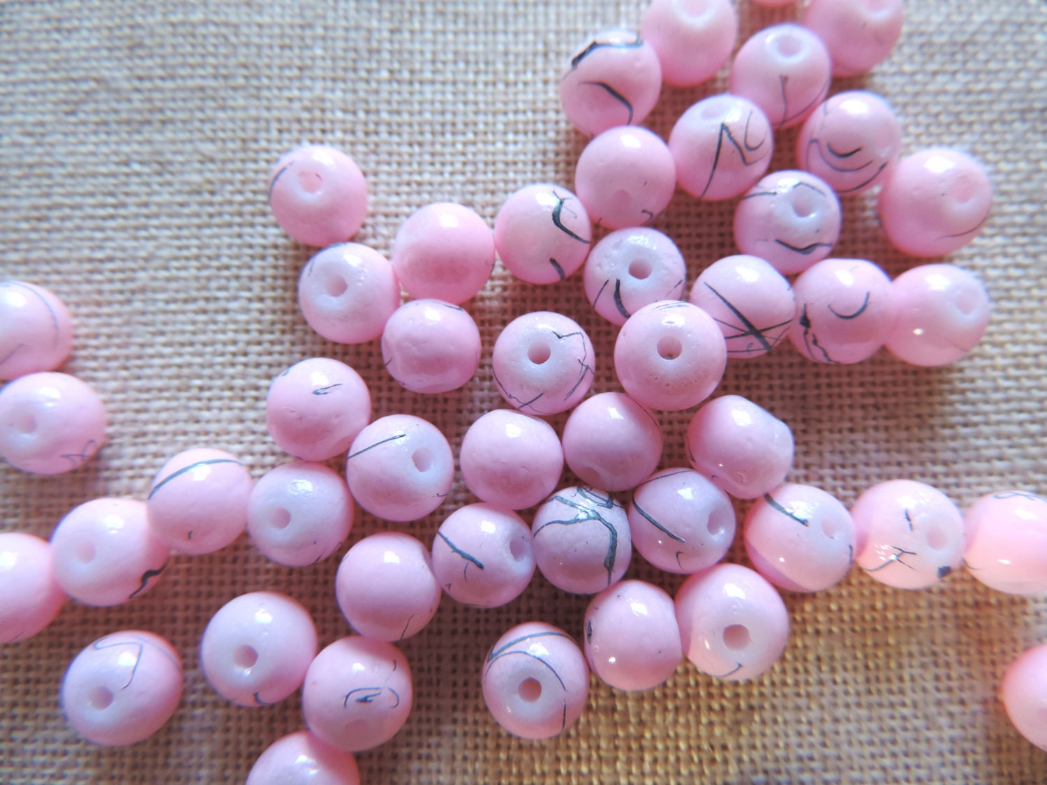 Pink Glass Beads X 25. Round Beads. 6mm Beads. Pink Ball | Etsy