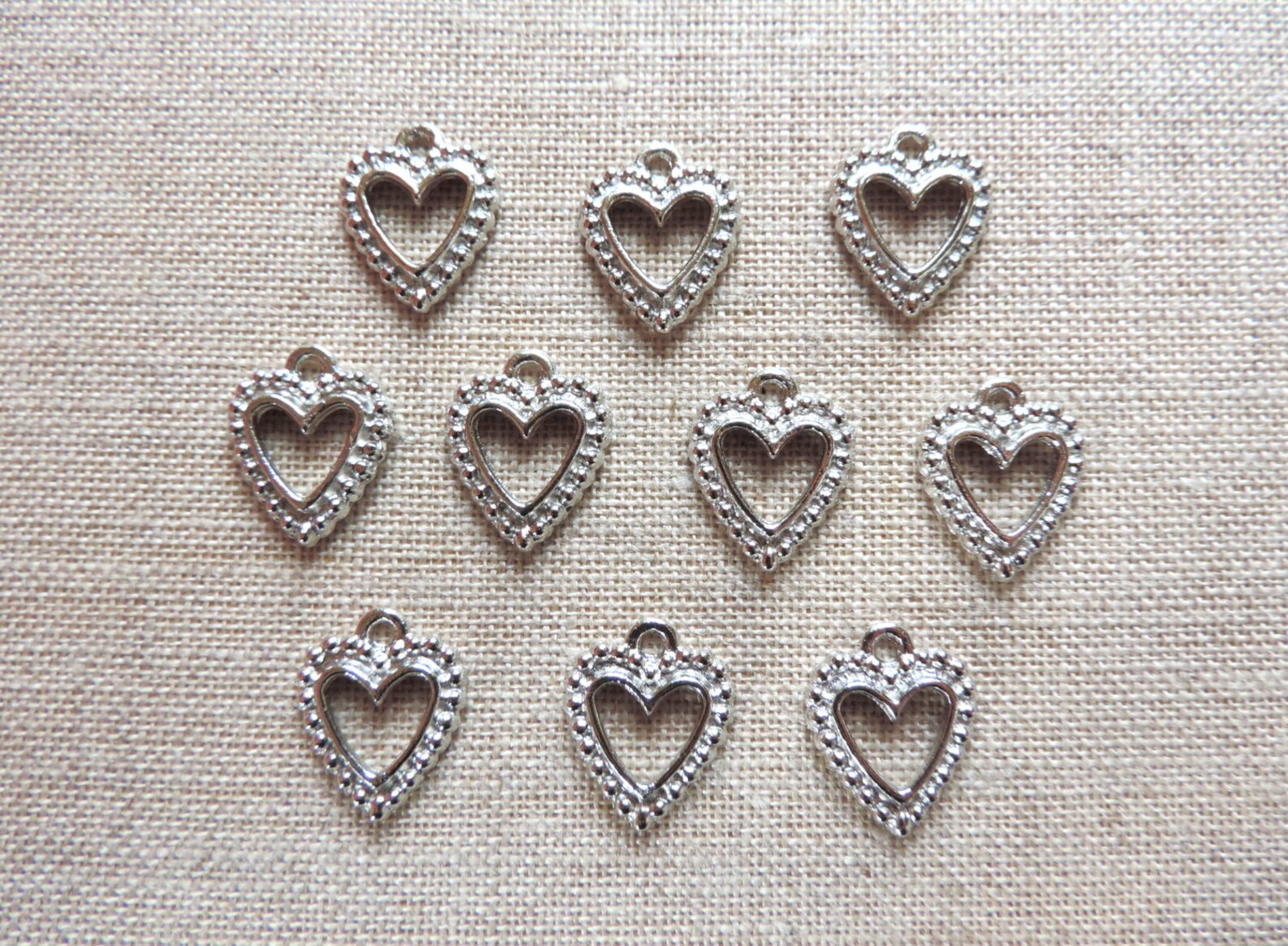 Heart Charms With Decorative Ornate Outline. X 10 Antique - Etsy