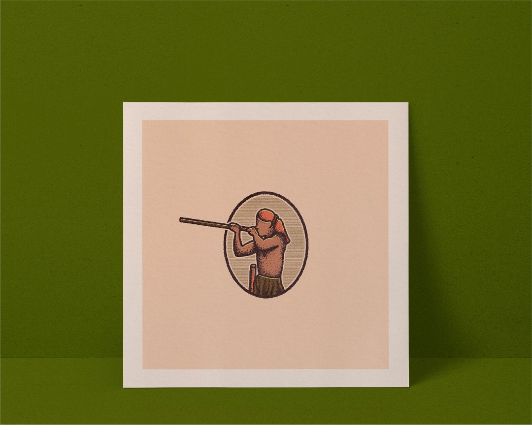 Indigenous Hunter, Hand-drawn Digital Art, Modern Bohemian Wall Decor ...