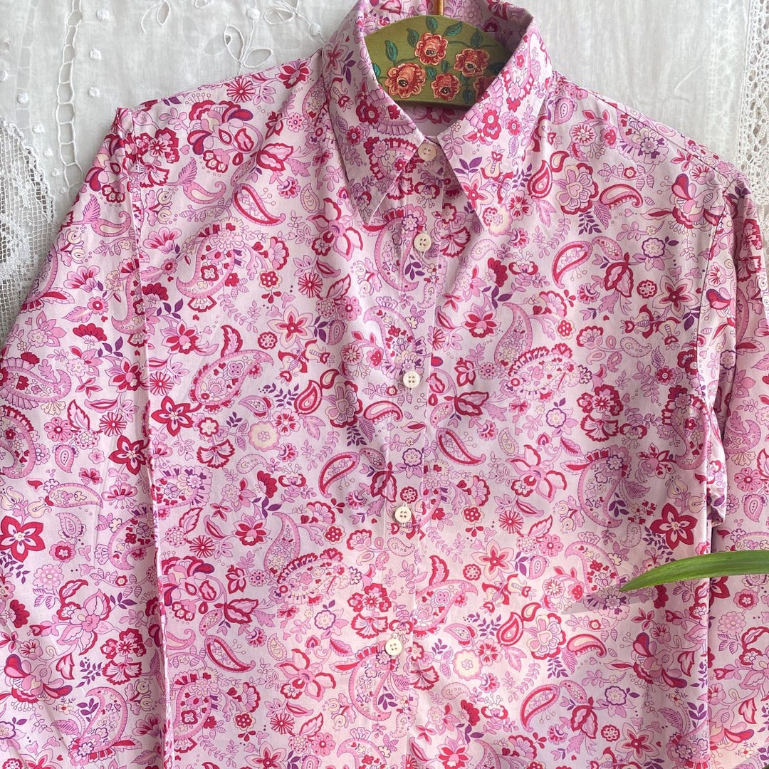 Mistral 70s 80s Vintage Pink Paisley Print Shirt French Provence Long ...