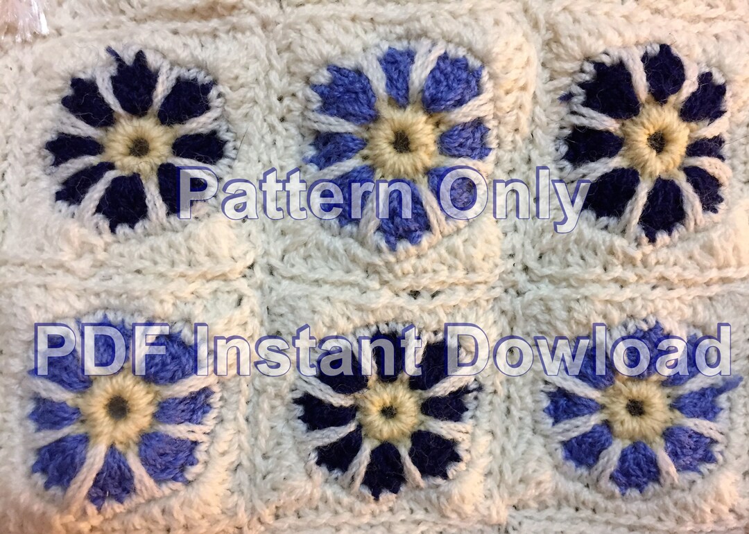 Cornflower Easy Crochet Square PDF Instant Download. Pattern Only. - Etsy