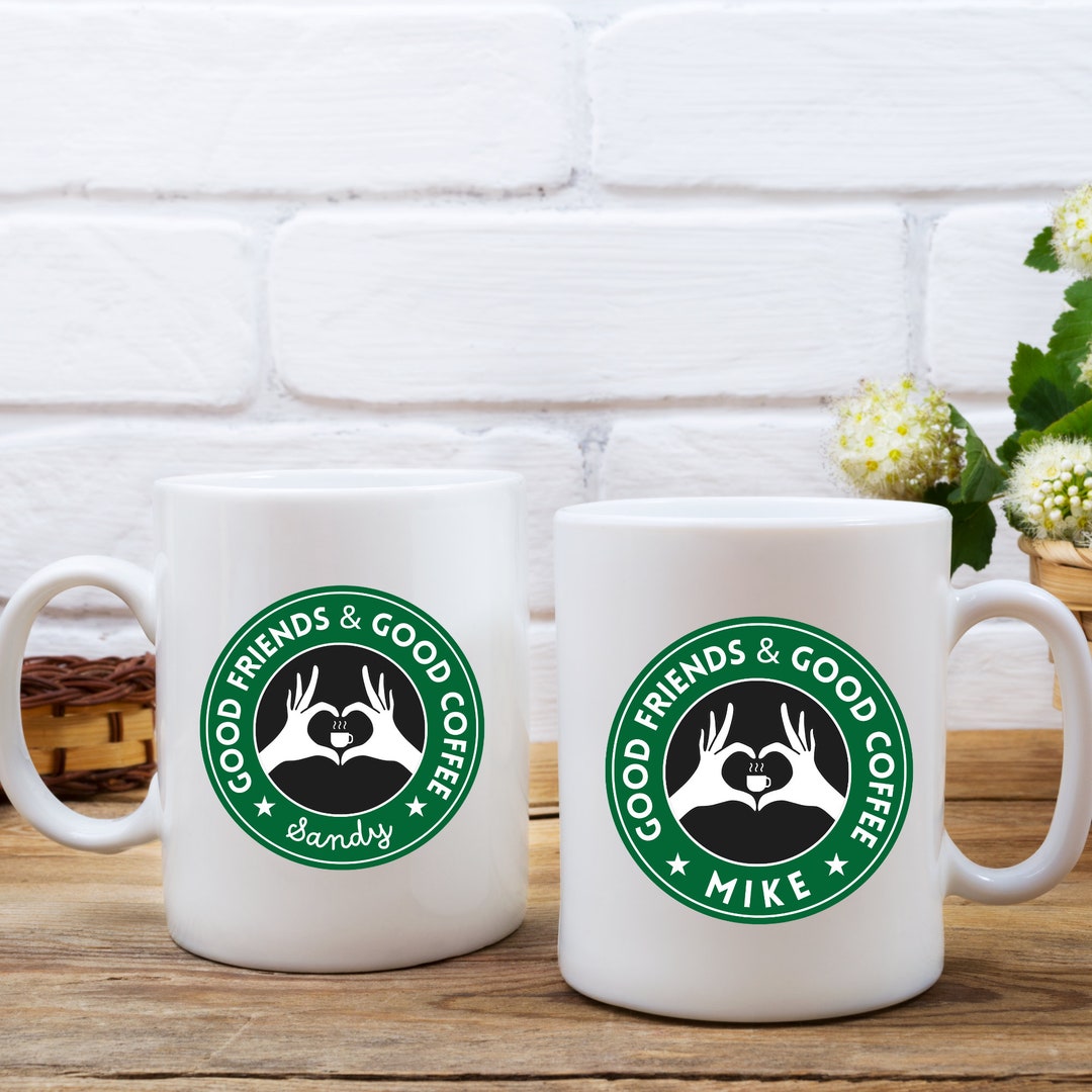 Good Friends & Good Coffee Personalized Ceramic Logo Mug - Etsy