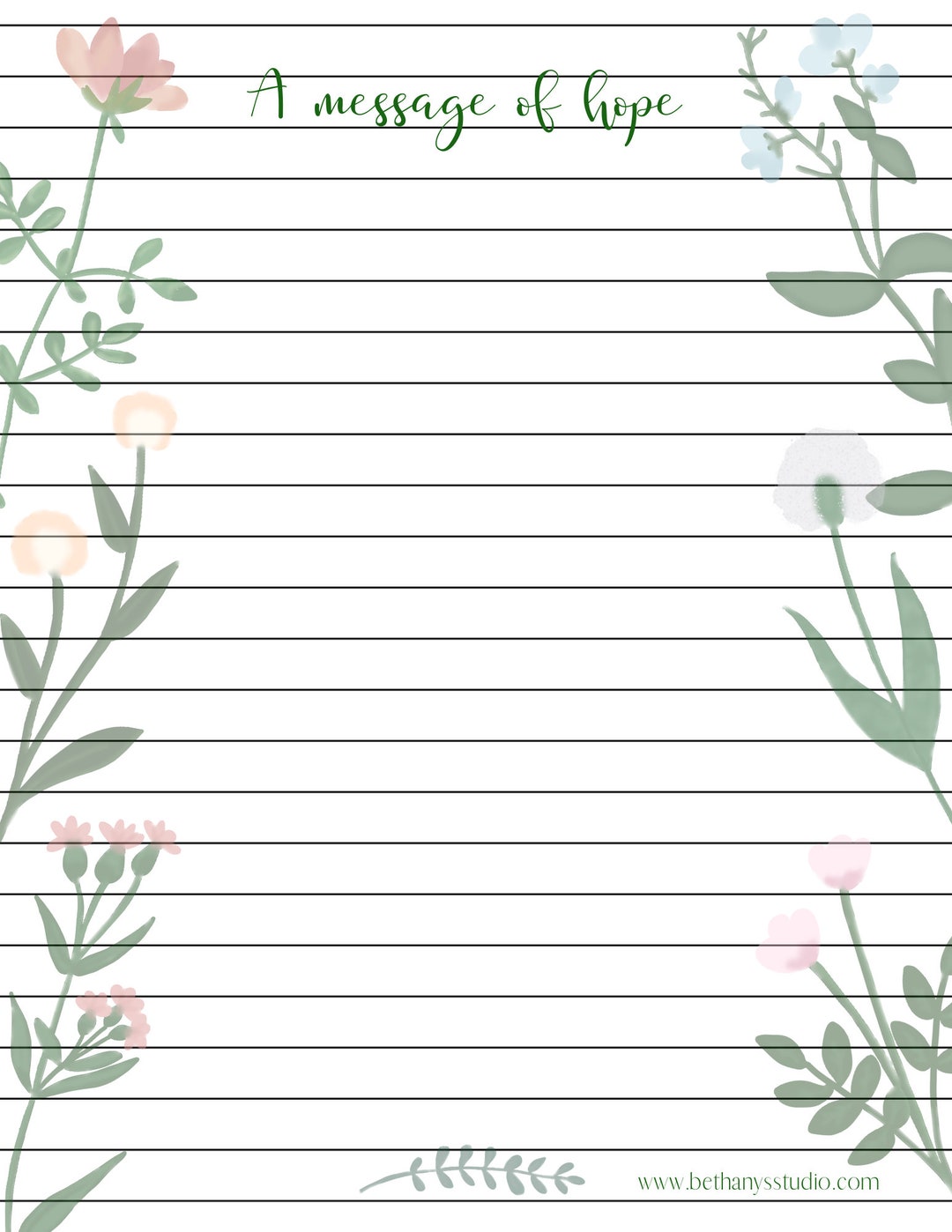 A Message of Hope Letter Writing Sheet Digital Download - Etsy