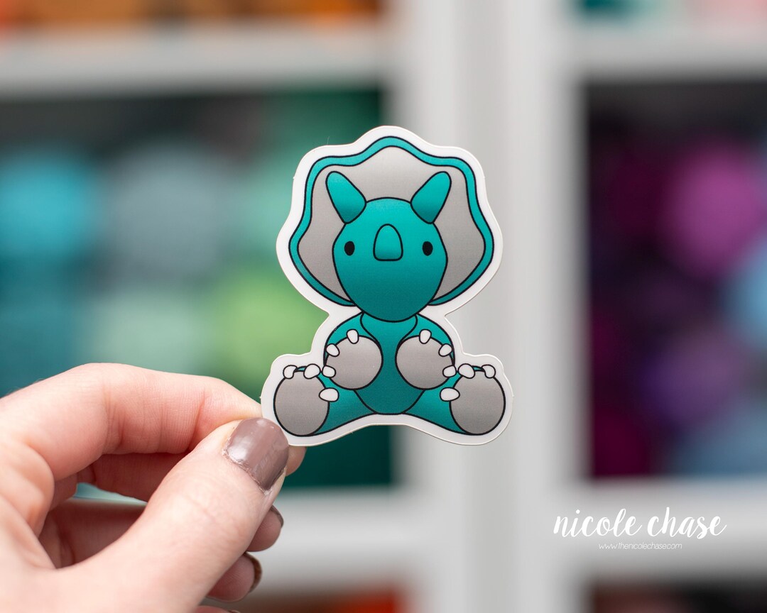 Tanner the Triceratops Sticker, Dinosaur Sticker, Stickers for ...