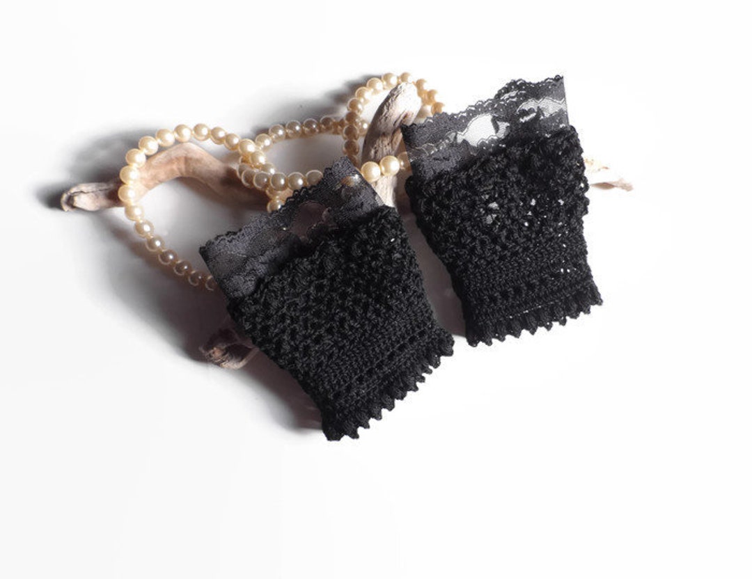 Fingerless Steampunk Lace Gloves, Crochet Lace Cufflets, Victorian ...