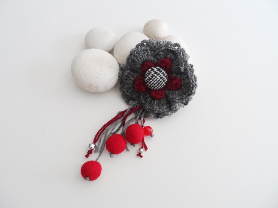 Flower Pin Brooch. Crochet Pin Flower. Wool Brooch Pin. Removeable ...