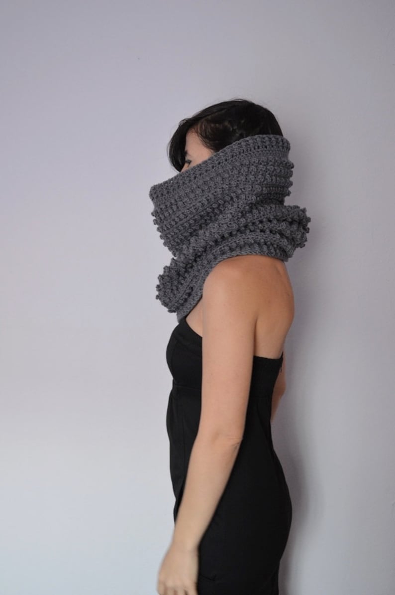 Chunky Gray Infinity Scarf Wool Scarf Cowl Snood Scarf - Etsy