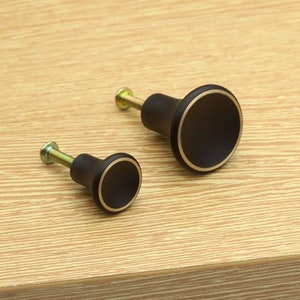 Brass Cabinet Knob Mid-century Modern Round Depression Knob Cabinet ...