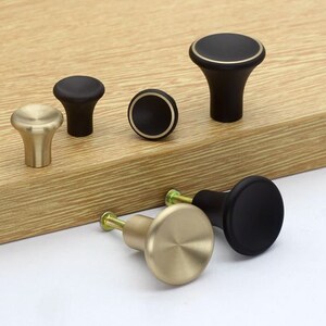 Brass Cabinet Knob Mid-century Modern Round Depression Knob Cabinet ...