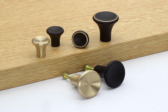 Brass Cabinet Knob Mid-century Modern Round Depression Knob | Etsy