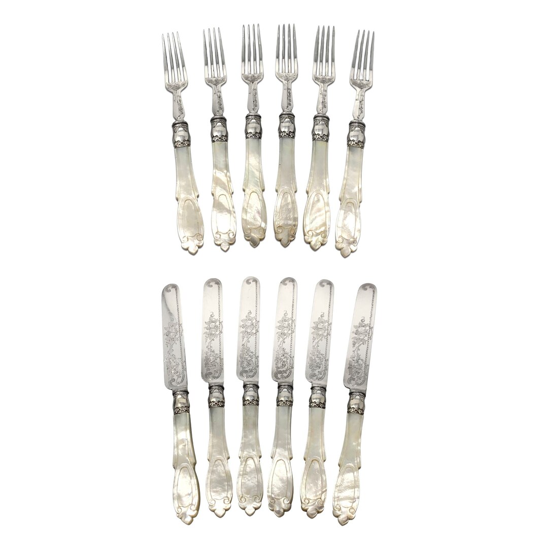 English Antique 12pc Mother of Pearl Silverplate Dessert Fork - Etsy