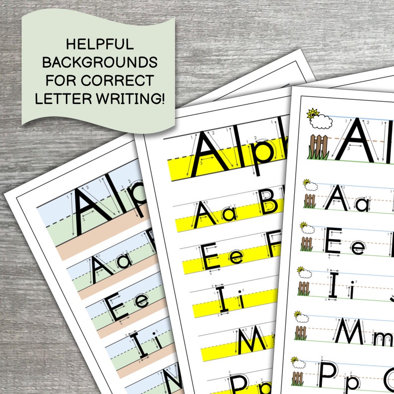 Printable Alphabet Charts 5 Pages Self-guided Letter Formation for ...