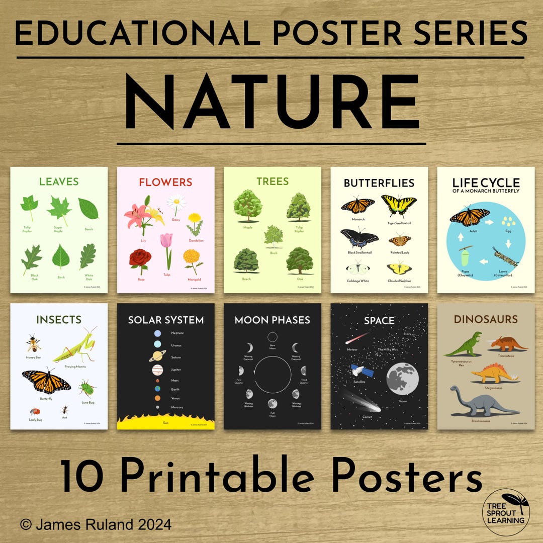 10 Printable Educational Posters - Nature Series - Full Color and ...