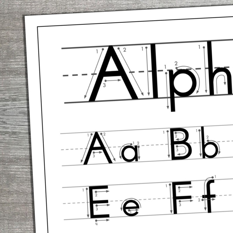 Printable Alphabet Charts 5 Pages Self-guided Letter Formation for ...